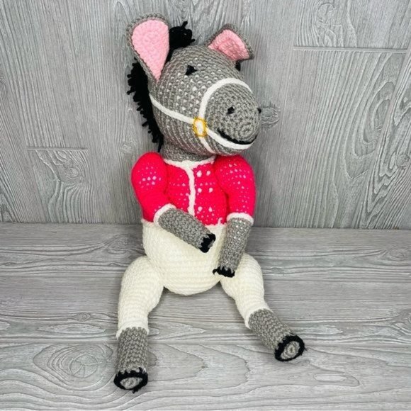 Accents | Handmade Crochet Jockey Racing Horse Plush Doll Stuffed ...